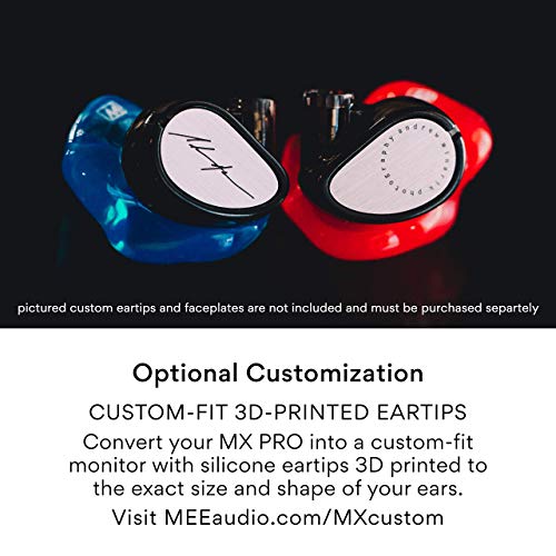 MEE Professional MX1 PRO Advanced Dynamic Driver Musician's In Ear Monitor Headphones with Balanced Sound; Noise Isolating Earbuds Earphones w/ Memory Wire, Optional Customization & Detachable Cables