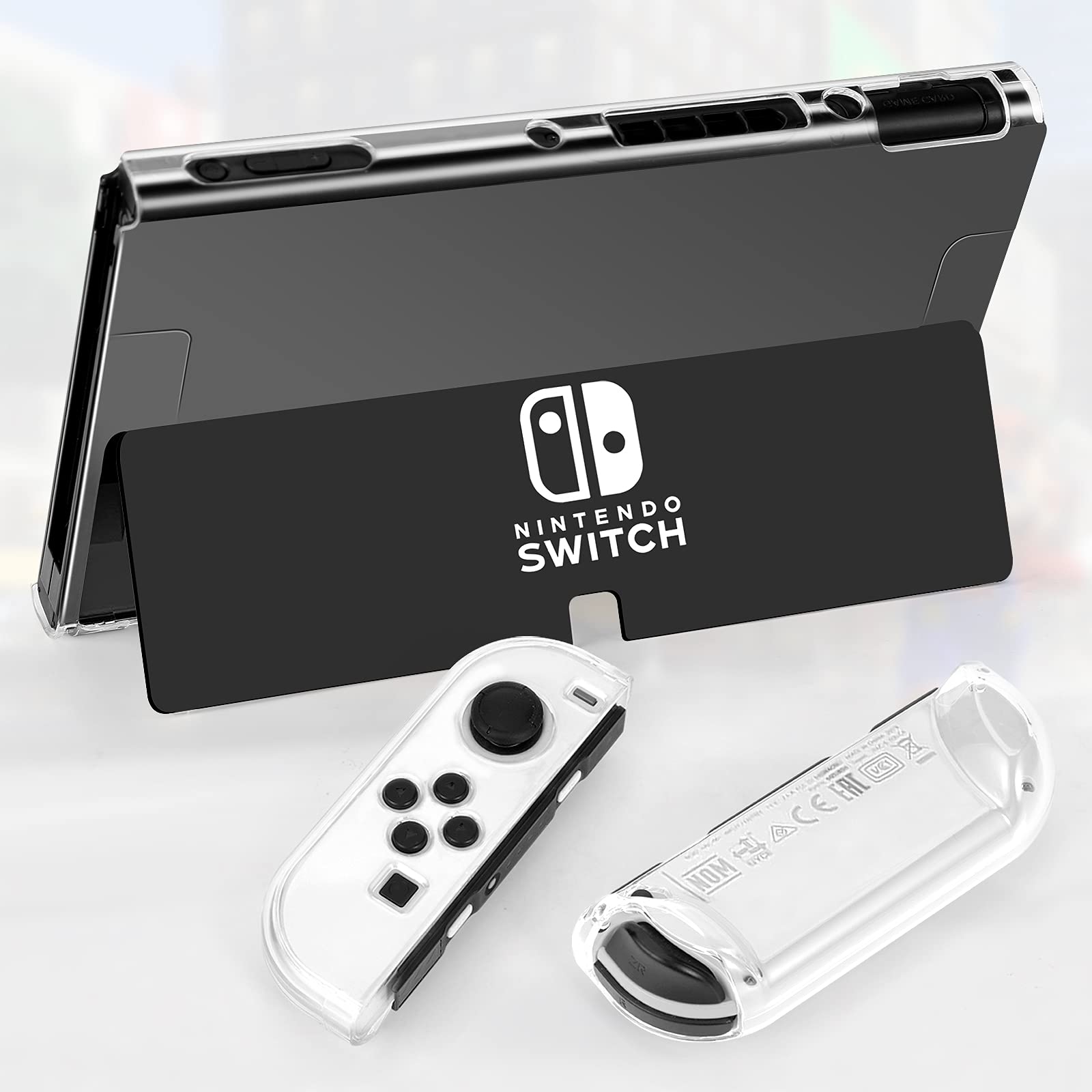 Bestico Case for Nintendo Switch OLED Model Dockable Clear Protective Case Cover for Switch OLED Model Console and Joy Con, PC Hard Shell Accessories Protector Anti-Shock & Anti-Fall
