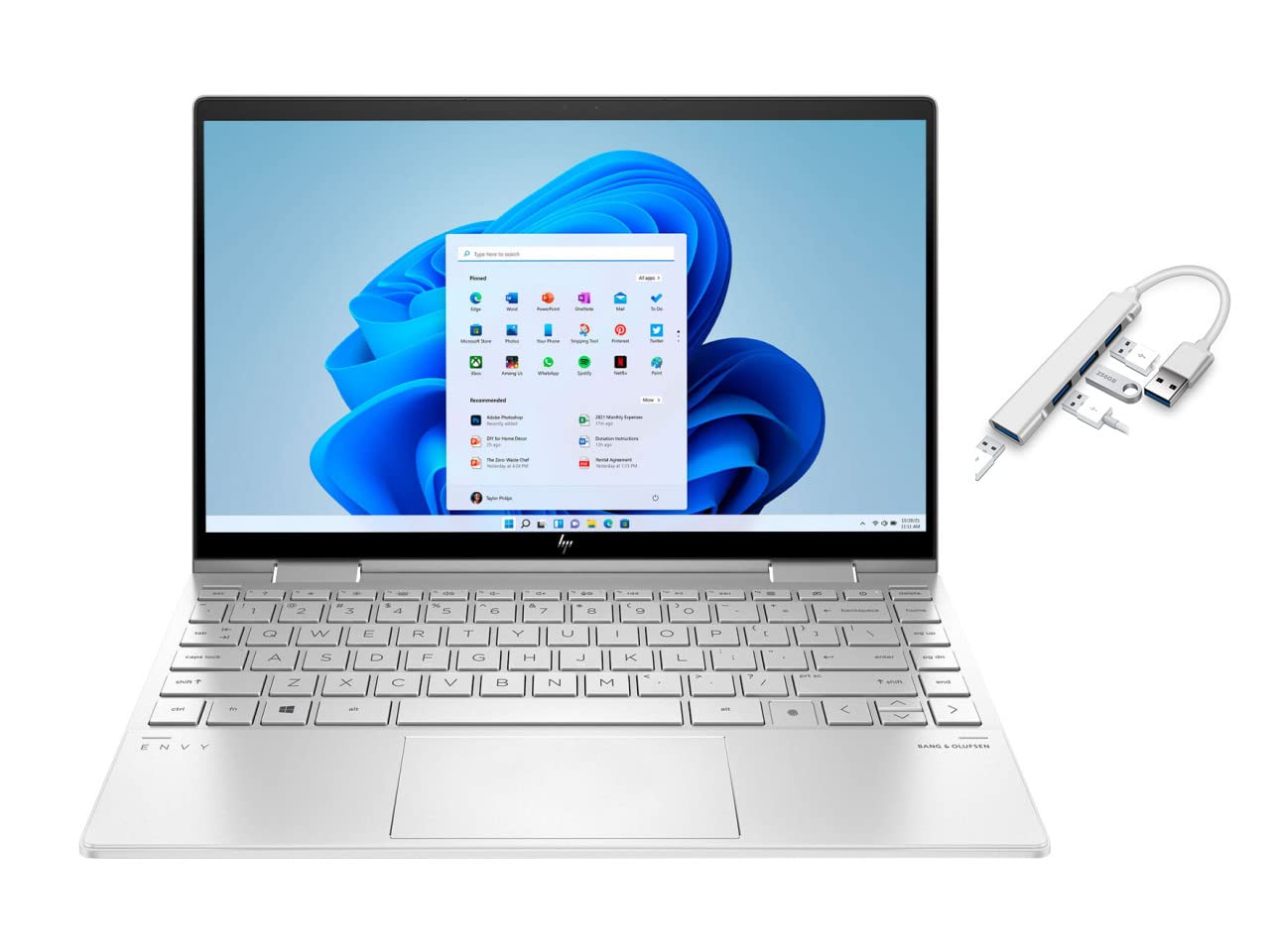 HP Envy X360 2-in-1 FHD OLED Touch-Screen Laptop | 11th Generation Intel Core i7-1195G7 8GB DDR4 RAM 512GB SSD Backlit Keyboard Fingerprint Windows 11 Home with USB3.0 Bundle Silver 13-13.99 inches