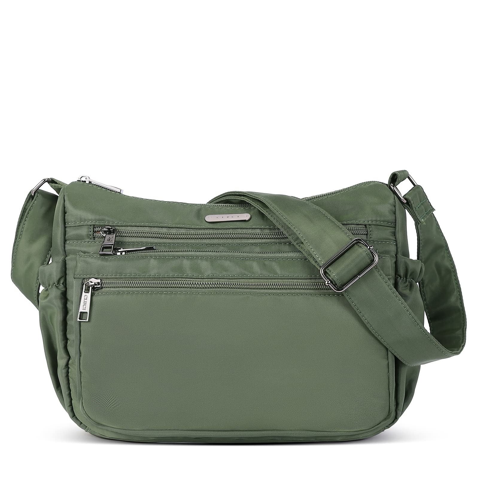 CLUCI Nylon Crossbody Purses for Women Waterproof Shoulder Multiple Pockets Bag Travel Handbag Green