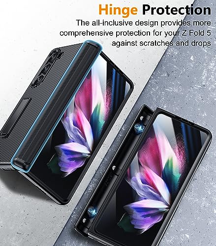 SPIDERCASE Designed for Samsung Galaxy Z Fold 5 Case,Built-in [Screen Protector] [Hinge Protection] [Kickstand] Full Body Heavy Duty Rugged Shockproof Case for Galaxy Z Fold 5 - Black