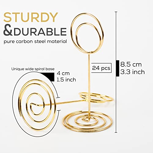 Little Lala 20 Pack Gold Table Number Holders, 8.5 cm high, Place Card Holders, Card Holders, Picture Holders or Wedding Table Number Holders & Parties
