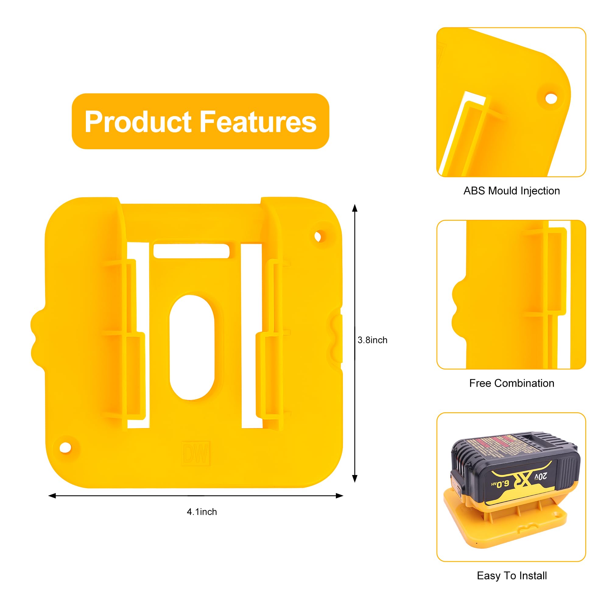 GIPFTYAG 12 Pack Battery Holder for Dewalt 20V Battery Mounts Dock Holder Fit for DCB200 DCB201 DCB202 DCB203 DCB204(w/24 Screws, No Battery)