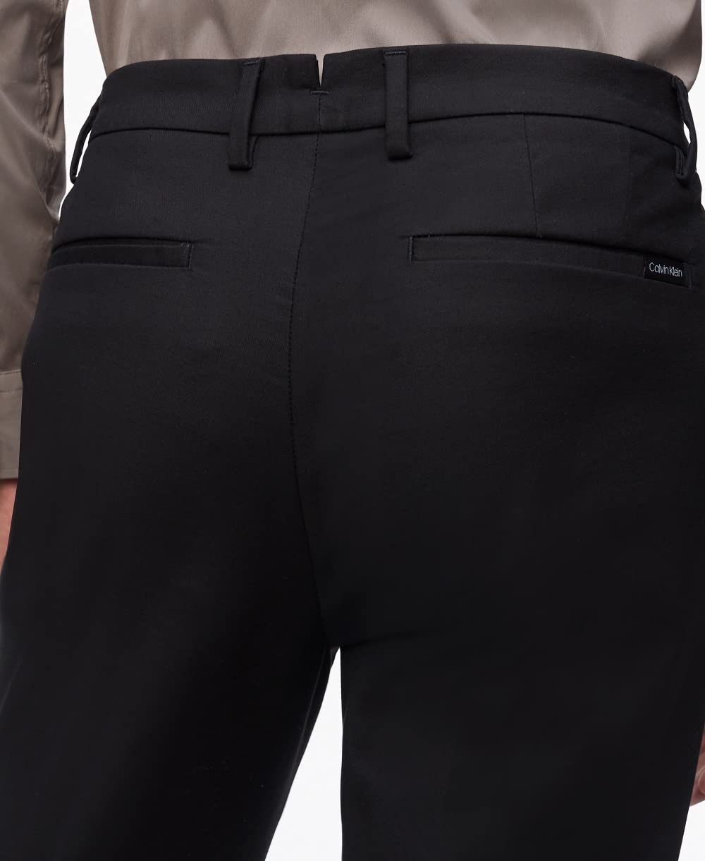 Calvin Klein Men's Modern Stretch Wrinkle Resistant Chino Pants in Slim Fit, Black, 38x32