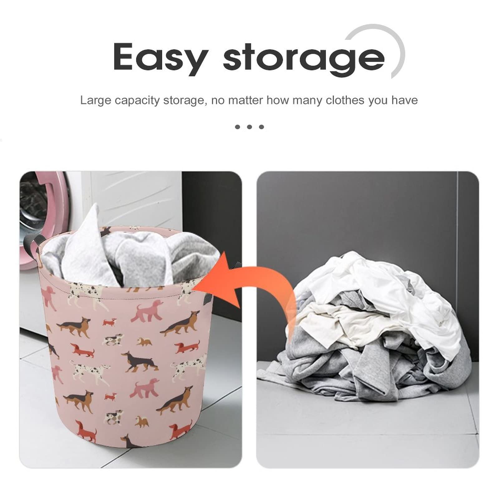 Foruidea Most Popular Dog Breeds Laundry Basket,Laundry Hamper,Collapsible Storage Bin, Oxford Fabric Clothes Baskets,Nursery Hamper For Home,Office,Dorm,Gift Basket