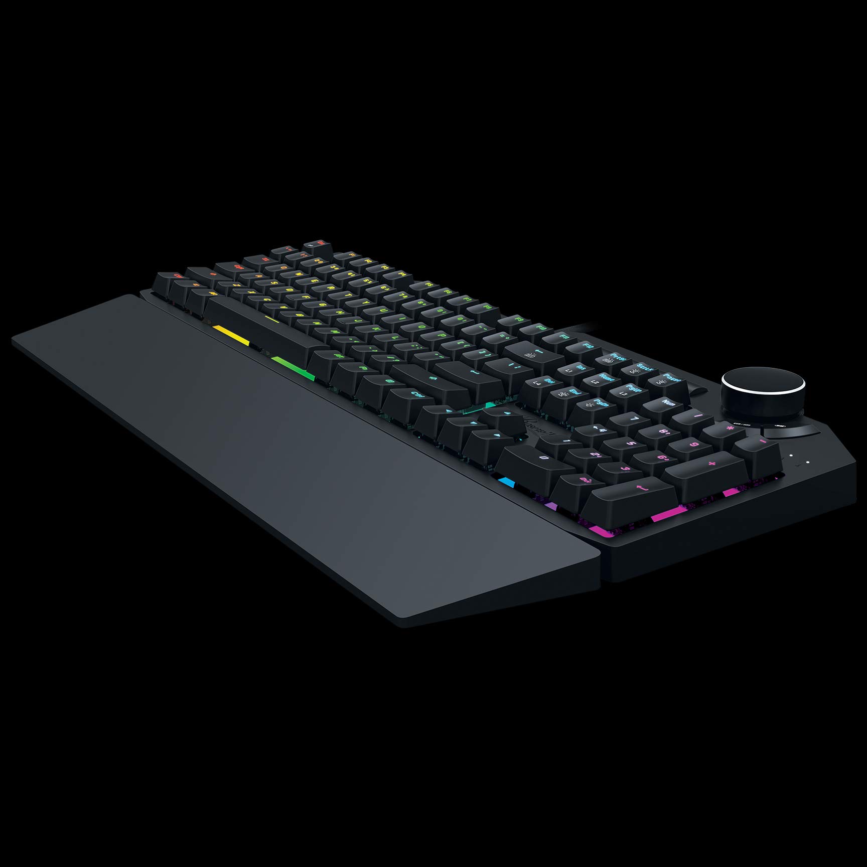 Rosewill Mechanical Gaming Keyboard, 15 RGB Backlit Modes, 2-Port USB Passthrough, Media Keys and Multifunctional Volume Dial, Magnetic Wrist Rest, Tactile Brown Switches - NEON K90 RGB BR, Black