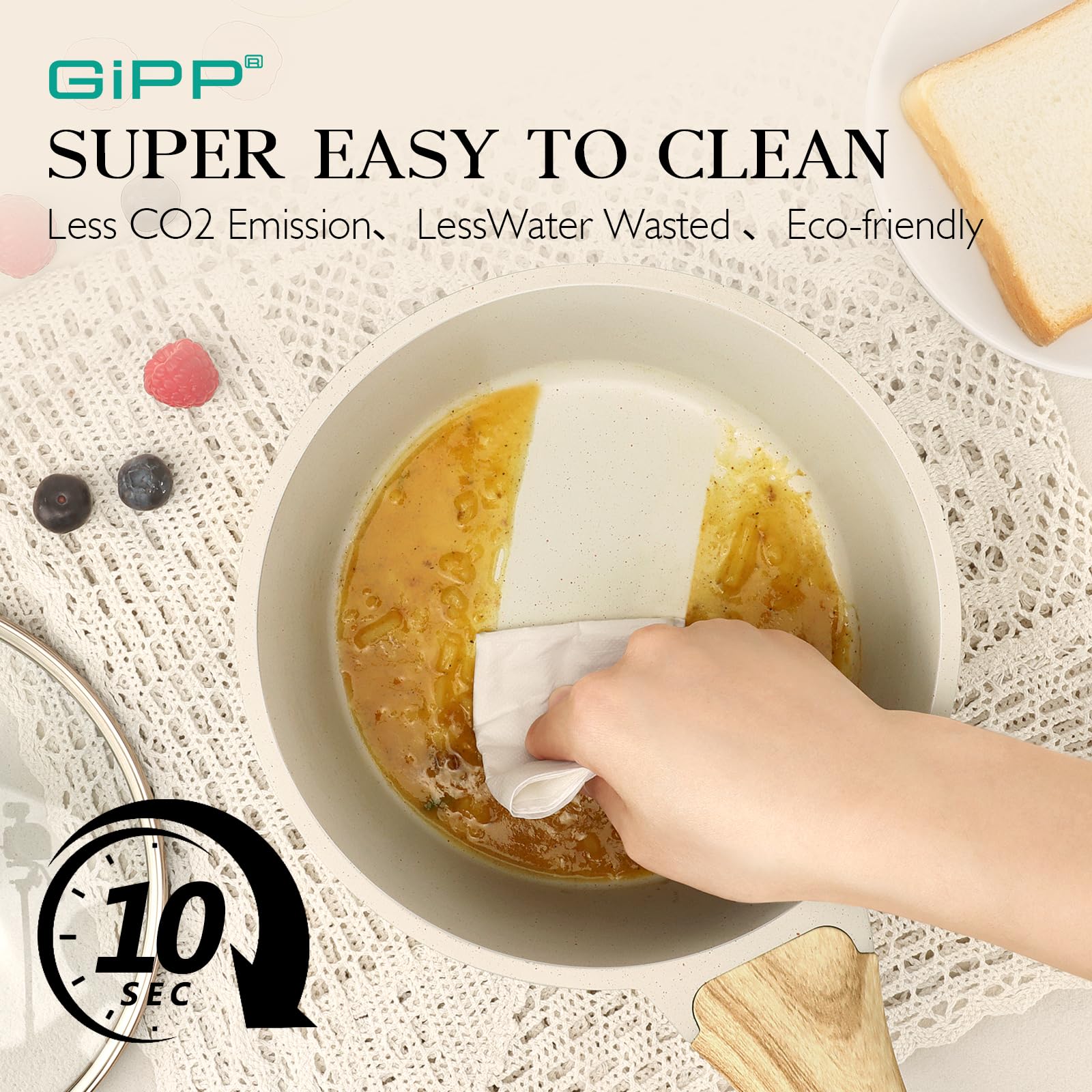 GiPP 1.5Qt & 2.5Qt Sauce Pan Set with Lid Nonstick - White Granite Non Stick Saucepan 4Pcs Sauce Pots Cooking Pot with Stay-cool Handle, Small Kitchen Pots Set Induction Pot, PFOA Free