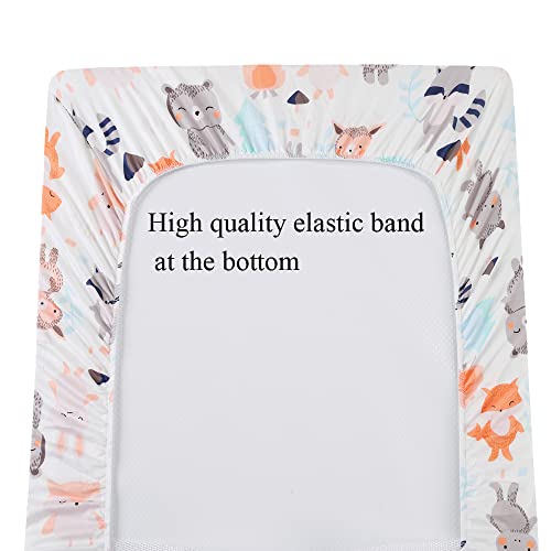 Tontukatu Changing Pad Cover Set 3 Pack Jersey Knit Ultra Soft for Baby Boys Girls Elephant Tiger/Fox/Grey