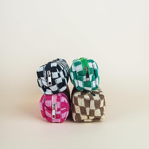 Checkered Pouch and Pencil Case Set (Pink/Pink)