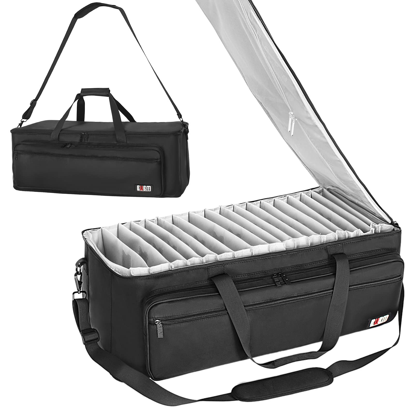BUBM 30"x11"x14.5" Extra Large Travel Gig Band Cable File Bag,with double separate bags, Musical instrument Cable & Accessories Organizer Gig Bag/Soft Case(Black)