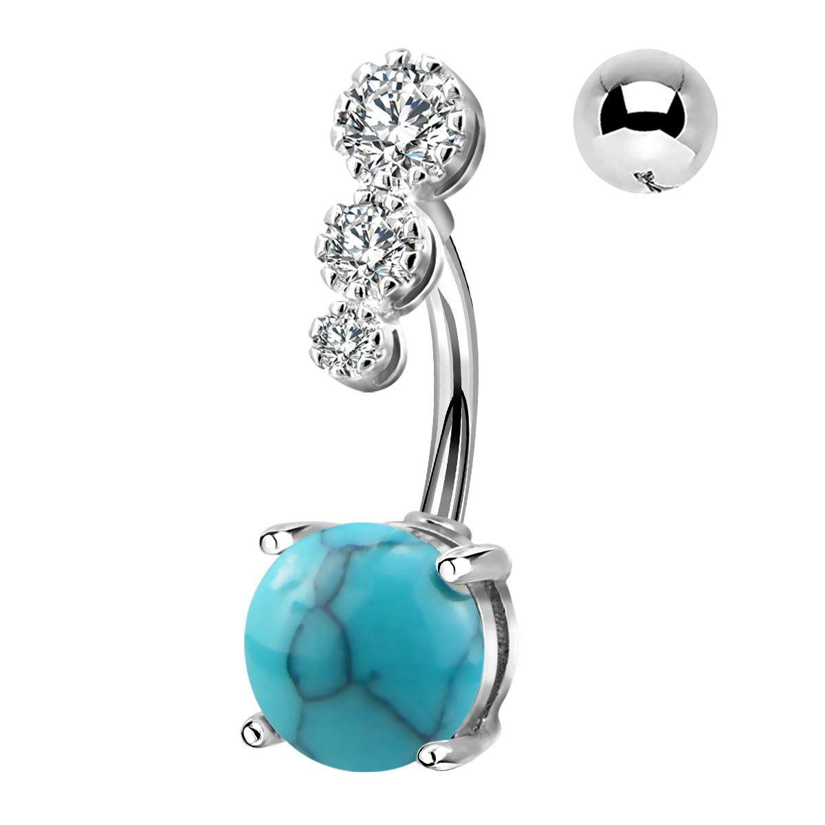 CM Crareesi Mania Turquoise Stone 14g Fashion Piercing Belly Button Rings Navel Piercing Rings Belly Button Jewelry