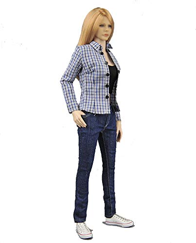 HiPlay 1/6 Scale Female Figure Doll Clothes, Handmade Full Suit, Jacket + Blouse + Pants + Belt Outfit for 12" Female Action Figure CM007(A)