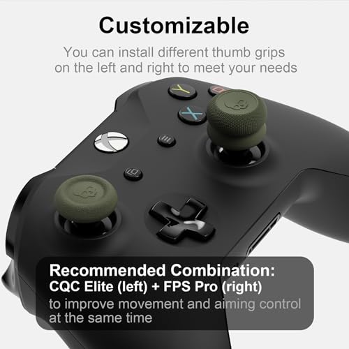 Skull & Co. Skin, CQC and FPS Thumb Grips Joystick Cap Analog Stick Cover for Xbox Controller- OD Green, Set of 6