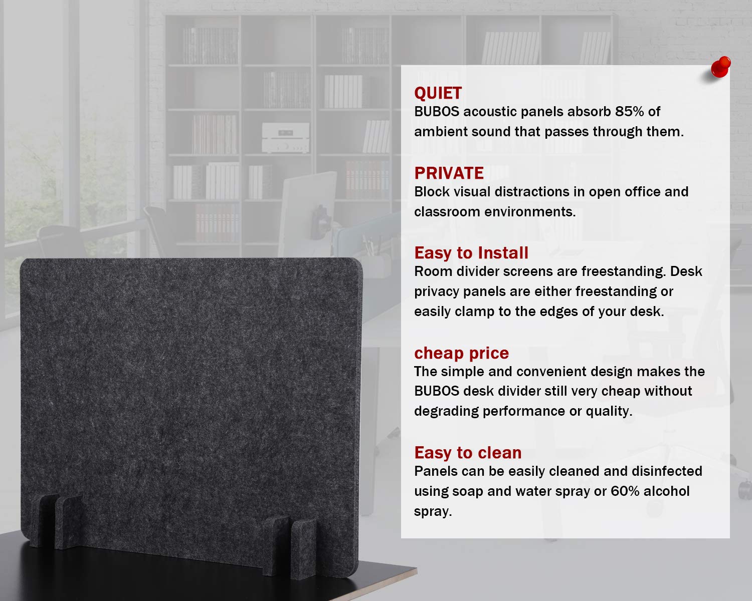 BUBOS Acoustic Desk Divider,Lightweight Desk Mounted Privacy Panel,Sound Absorbing Cubicle Desk Dividers, Acoustic Partitions,Can Reduce Noise and Visual Distractions(21x 16inch (2Pack, Sesame Black)