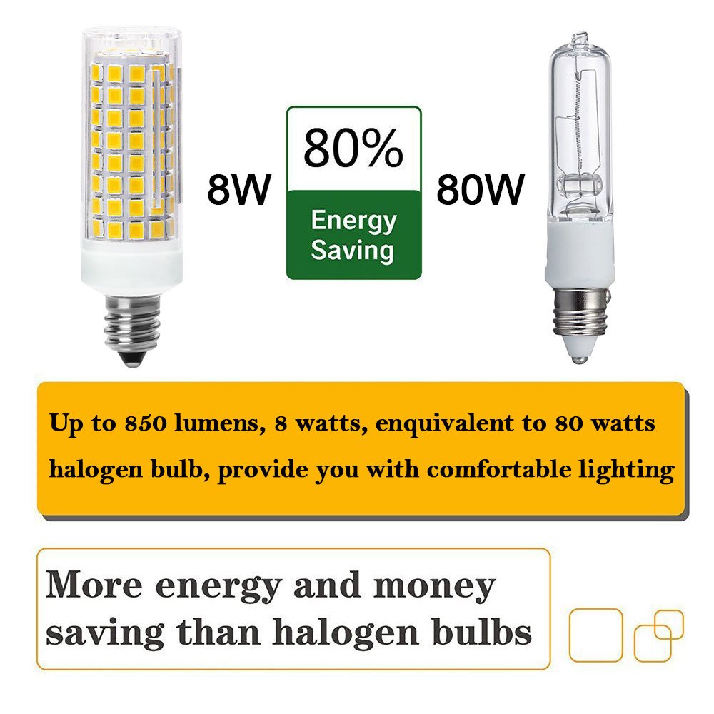 Finoti E11 LED Bulb Dimmable, 75W or 100W Halogen Bulbs Equivalent, Pack of 4 Lighting LED E11 T4 Mini-Candelabra Halogen Replacement (4 Pack) E11 120V for Chandeliers, Sconce (3000k)