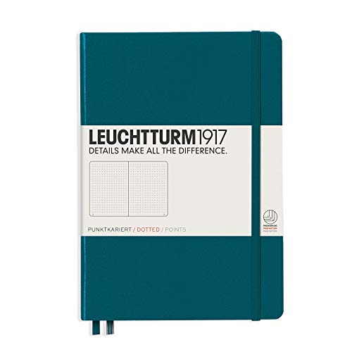 Leuchtturm1917 Hardcover A5 Medium, Dotted Notebook, Pacific Green