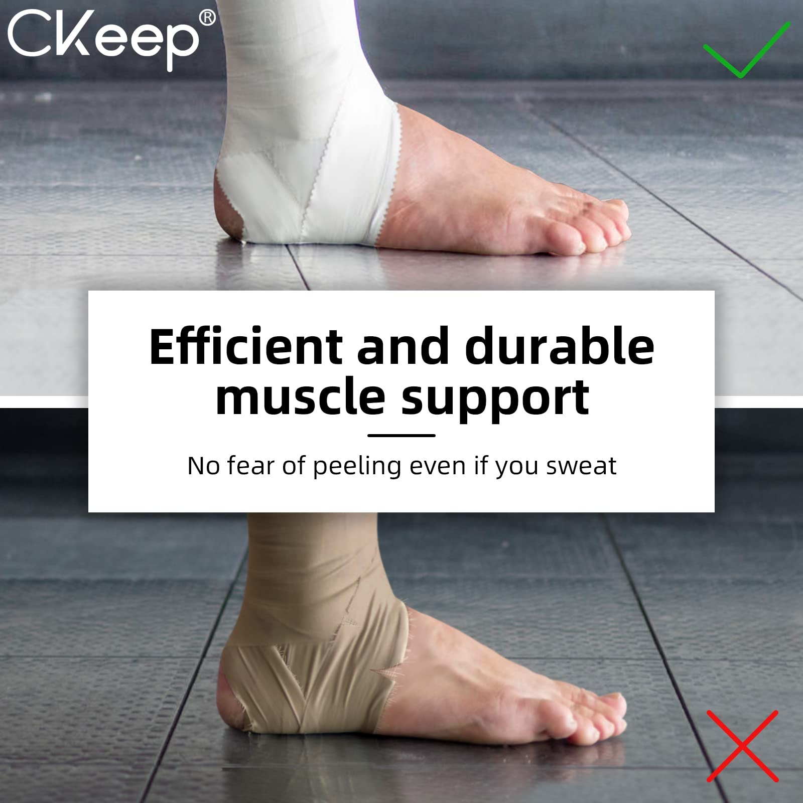 CKeep Begie Precut Kinesiology Tape and White Athletic Tape,Sport Tape for Strains and Sprains, Hypoallergenic and Breathable