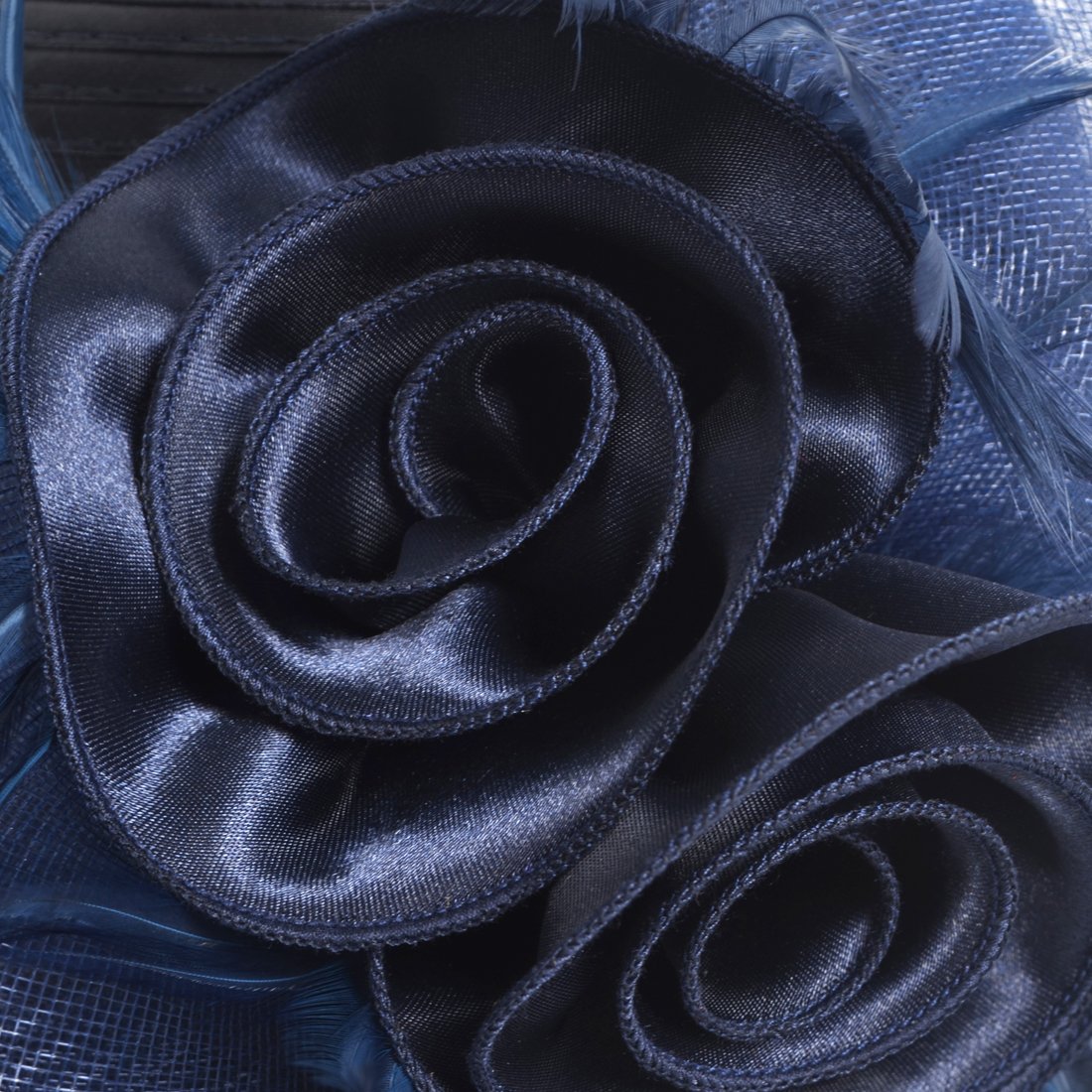 HISSHE Women Kentucky Derby Dress Church Wedding Party Feather Bucket Hat S608-A, Navy, Medium