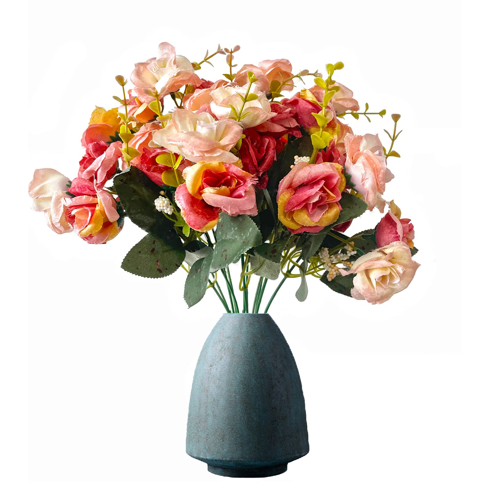 skycats Artificial Flowers, 54 Rose Silk Flowers, for Home Bridal Wedding Party Festival Outdoor UV Garden Resistant Garden Indoor Decor (3 Bundles Pink, excluding vases)