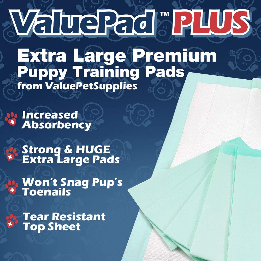 ValuePad Plus Puppy Pads, Extra Large 28x36 Inch, 100 Count - Premium Pee Pads for Dogs, Tear Resistant, Super Absorbent Polymer Gel Core, 5-Layer Design