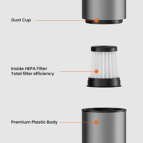 MIUI Handheld Vacuum Cordless - Car Vacuums Rechargeable, Mini Vaccum Cleaner, Lightweight & Powerful Suction - Easy to Clean Desktop and Small Spaces, Hand Held Vacuum Wireless (Silver)