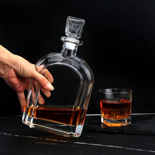 Salzesfalls Whiskey Decanter with Glass Stopper-Whiskey Glass Bottle with Airtight Geometric Stopper for Wine, Bourbon, Brandy, Liquor, Tequila, Liquor Decanter for Men.(2 Pack)