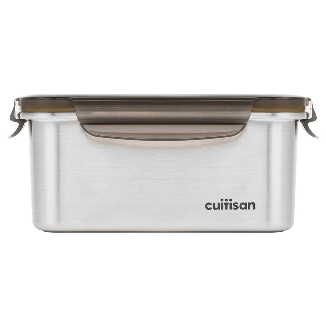 CUITISAN SIGNATURE RECTANGLE AIRTIGHT CONTAINER NO. 6 34.2oz, STAINLESS STEEL FOOD CONTAINER, WATERPROOF, MICROWAVE and DISHWASHER AVAILABLE