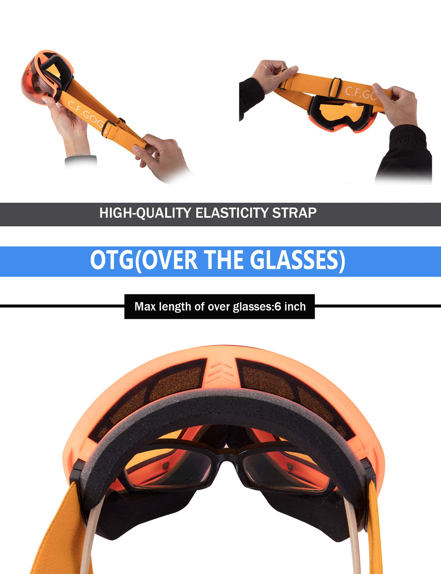 CAREONLINE Ski Goggles, Frameless Snowboard Goggles UV Protection Anti-Fog Snow Goggles