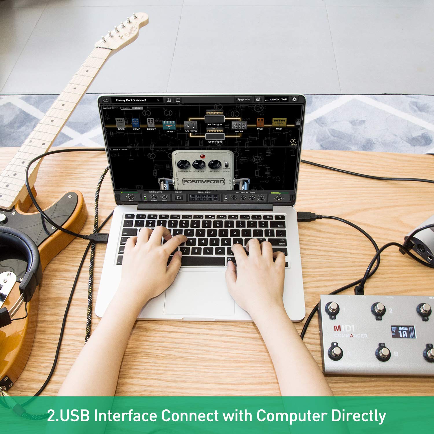 MIDI Foot Controller,MeloAudio Guitar Floor Multi-Effects Portable USB MIDI Foot Controller with 10 Foot Switches,2 Expression Pedal Jacks and 8 Host Presets