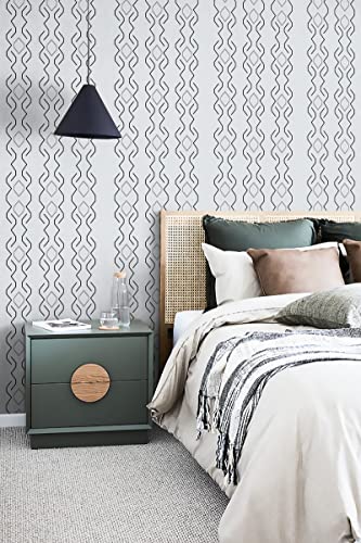 Micpolo Stripe Peel and Stick Wallpaper Black and Grey Contact Paper Geometric Self-Adhesive Wallpaper Modern Removable Vinyl Decor 17.7"X78"