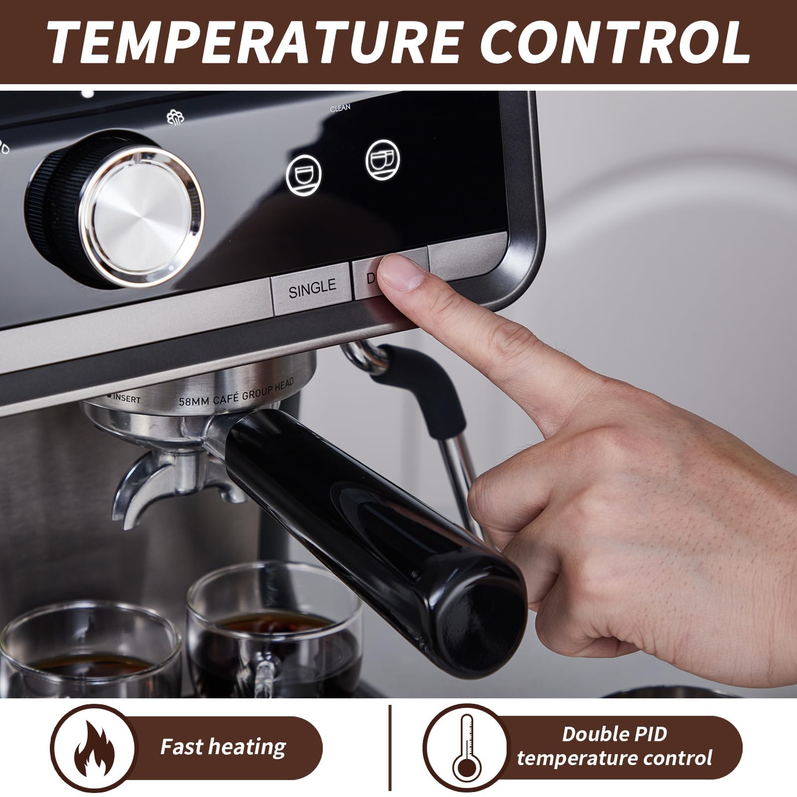 Espresso Machine With Grinder And Frother,20 BAR Professional Espresso Maker,Coffee Machine Espresso With Fast Heating System Making Cappuccino Latte for Home Office