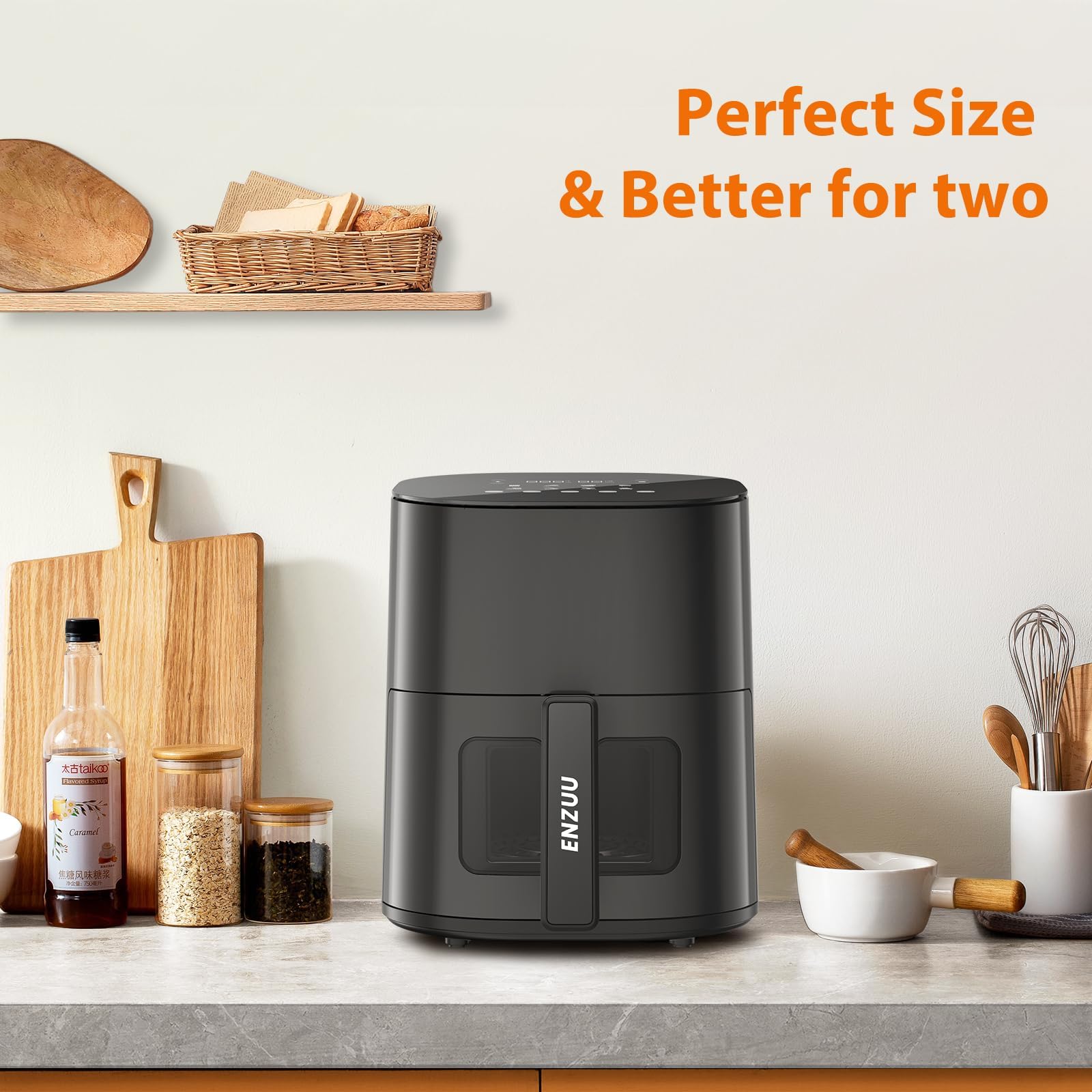 ENZUU Air Fryer,π° π€π Airfryer,Compact Air Fryers with Easy View Window,11-in-1 Functionality, 450β Max Crisp,Nonstick Basket, Dishwasher Safe,Shake Reminder,Cookbook Included,Fit for 1-3 People