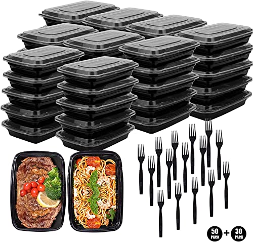 lamsexx 80 Pcs Small Meal Prep Containers,50Pcs (26 OZ/750ML) Small Food Storage Containers with Lids and 30Pcs Forks, Lunch Containers,Freezer/Dishwasher Safe