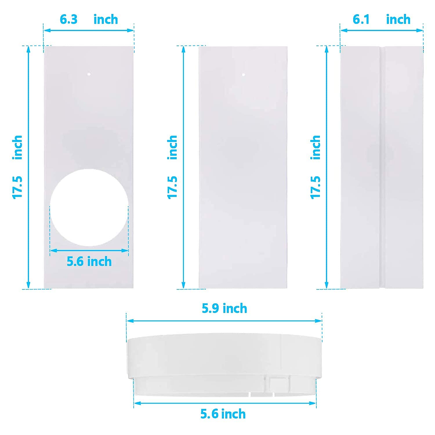 TOPOWN Ac Window Vent Kit Slide Kit Plate for Portable Air Conditioner Vertical/Horizontal PVC Seal Bracket -Adjustable Length-with 5.9"/15cm Adaptor Suitable for Mobile Air Conditioner