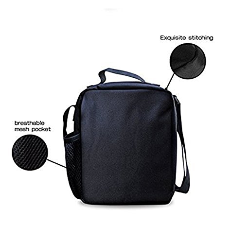 Dellukee School Lunch Bag For Kids Soft Boys Girls Adjustable Shoulder Strap Durable Handbag Tote Bag Reusable Insulated Lunch Box With Zipper Starry Sky Wolf Print