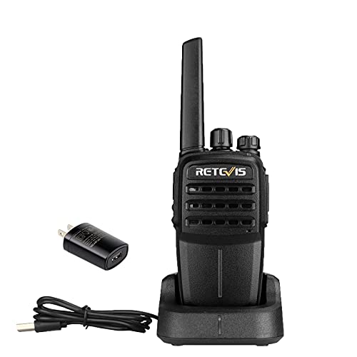 Retevis RT40B Walkie Talkie Rechargeable,Mini 2 Way Radio for Adults, Rugged Two Way Radios Rechargeable, Handheld USB Charging Base Emergency Alarm, for Adults Skiing Hunting Cruise Gifts (1 Pack)