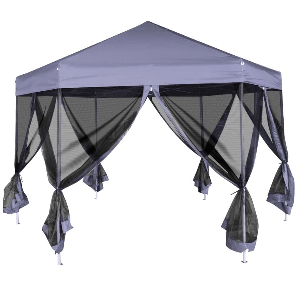 Canopy Tent ,Wedding Party Tent, Outdoor Gazebo,Easy Canopy ,for Outdoor Party Events,Hexagonal Pop-Up Marquee with 6 Sidewalls Dark Blue 11.8'x10.2'