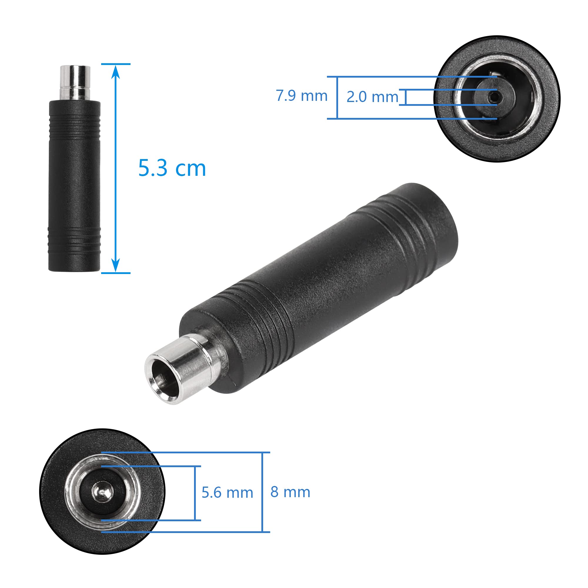 CERRXIAN DC 7.9mm x 0.9mm to DC 8.0mm x 2.0mm Adapter,DC 8mm Female to DC 8020 Male Converter for Solar Panel RV Portable Power Station(7909-8020)(2-Pack)