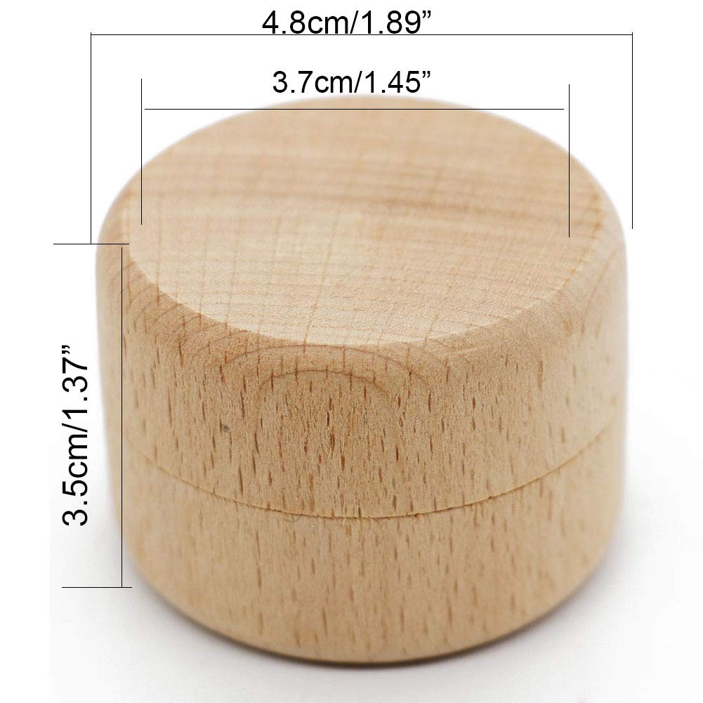 HOLLY TRIP 2PCS Small Round Unpainted Wooden Box, Wedding Ring Jewelry Boxes DIY Storage Trinket Bearer Box Container Case