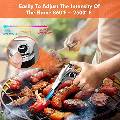 Culinary Butane Torch, Kitchen Refillable Butane Blow Torch with Safety Lock and Adjustable Flame for Crafts Cooking BBQ Baking Brulee Creme Desserts DIY Soldering (Butane Gas Not Included)