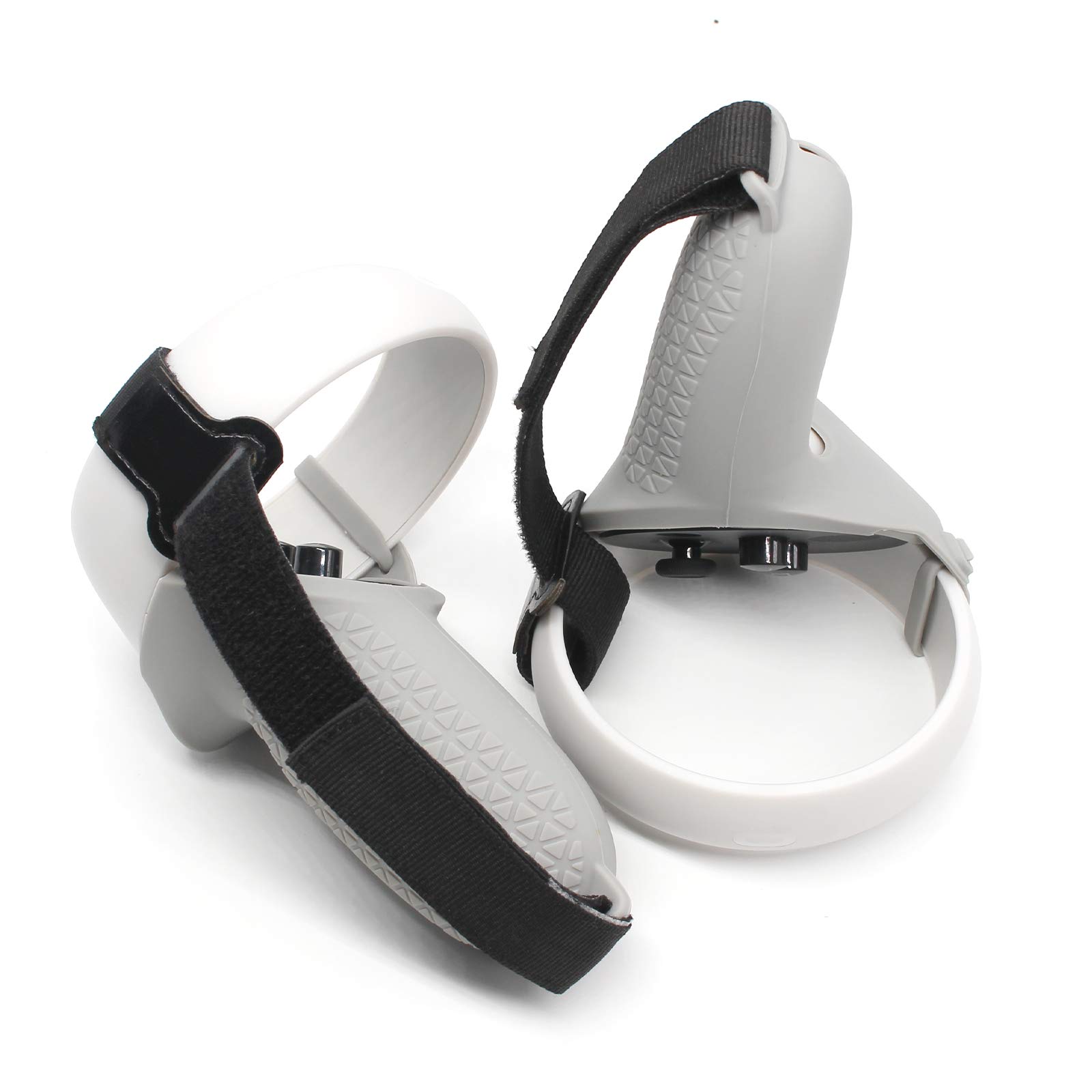 Touch Controller Grip Cover for Oculus Quest 2,Silicone Skin Protective Cover,Protective Sleeve Handle Case Shell Accessories with Adjustable Knuckle Strap/Sweat-Proof/Non-Slip (White1 Pair)