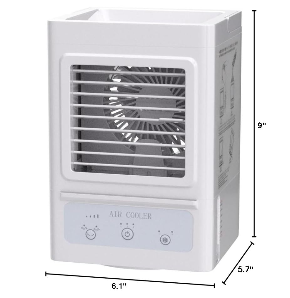 Portable Air Conditioner Fan with 3 Wind Speeds,Rechargeable Battery Operated 60&120 Degree Auto Oscillation Personal Air Cooler,Quite Ice Cooler Fan