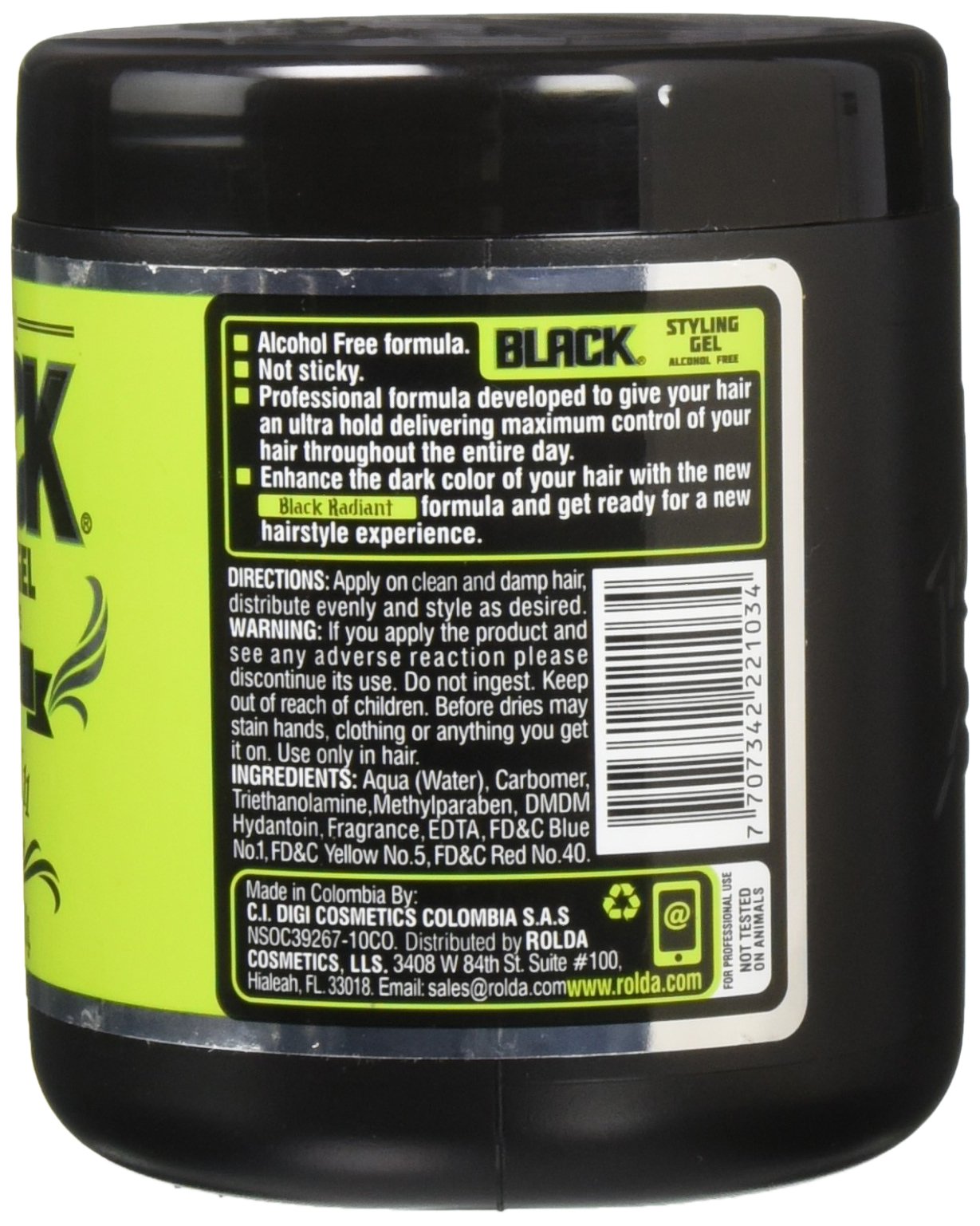 Rolda Black Styling Hair Gel - Medium To Strong Hold With Medium Shine For a Wet Slicked Back Look With All Day Hold - Activated Black Charcoal Covers Grey Hair Instantly 17.6oz