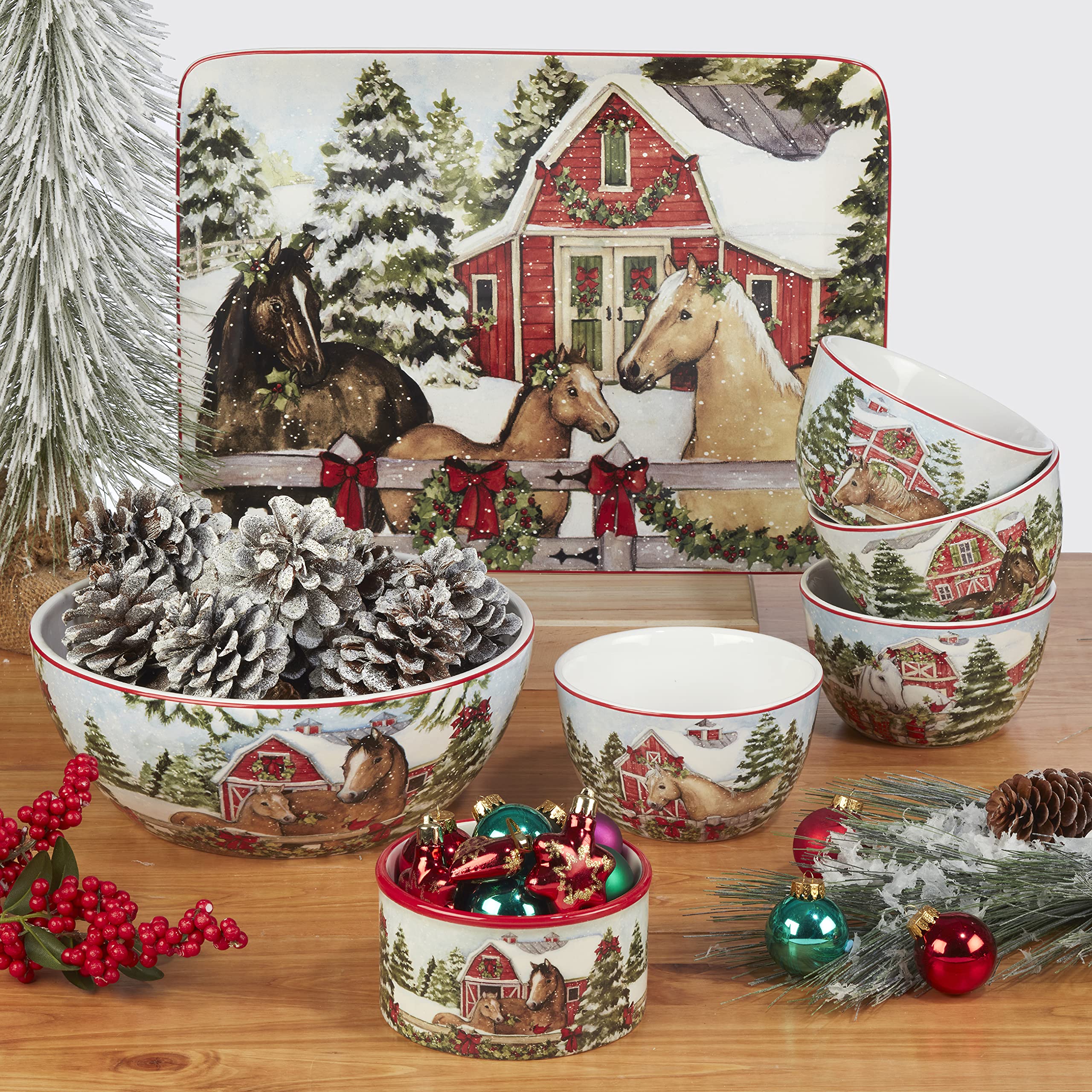 Certified International Homestead Christmas 5.25" Ice Cream/Dessert Bowls, Set of 4, Multicolor