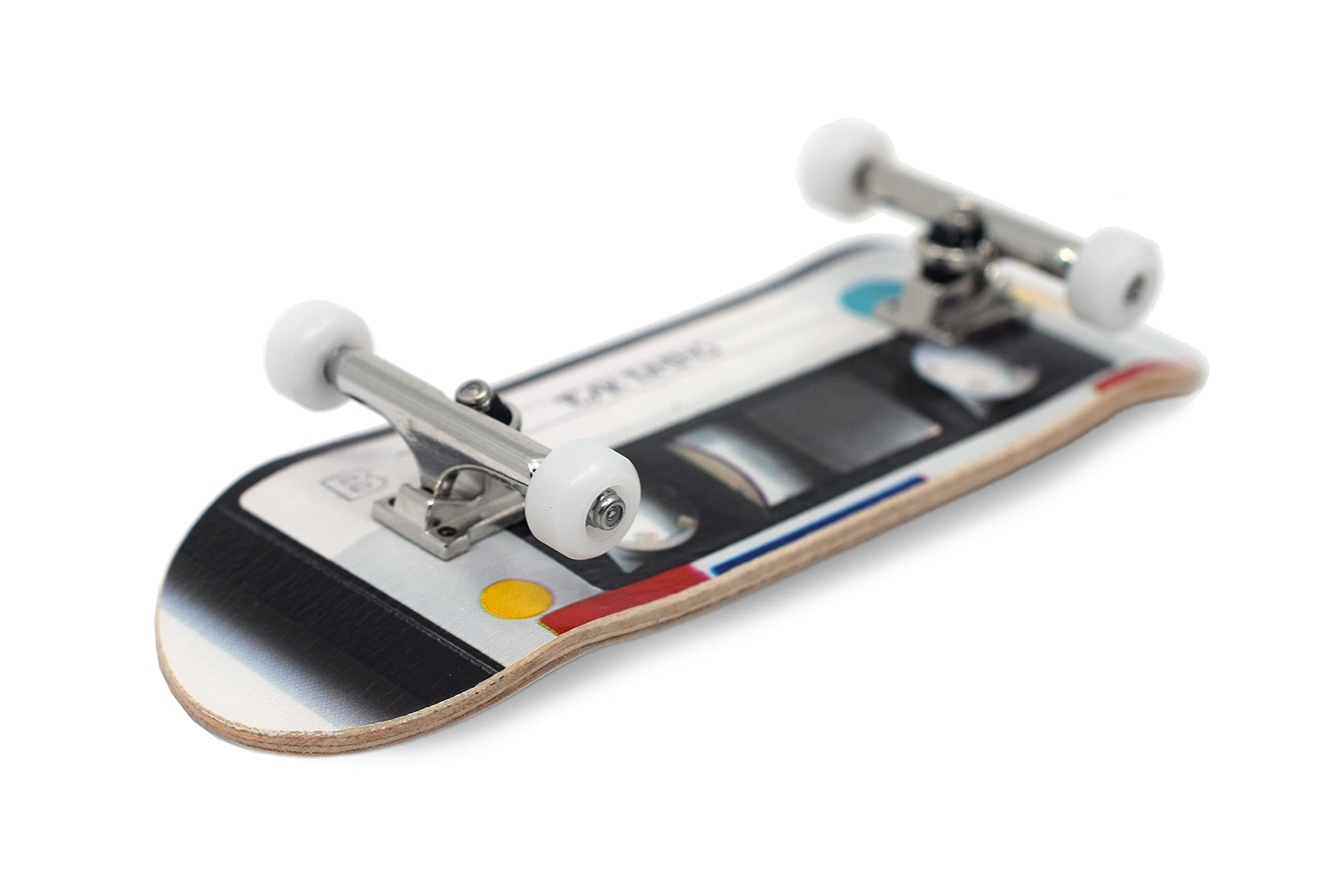 Teak Tuning 32mm Pro Fingerboard Heat Transfer Graphic Complete - Fully Assembled with Pro Level Parts - Pro Shaped Wood Deck (34x97mm), UltraSpin Wheels, Prodigy Trucks - Cassette Tape