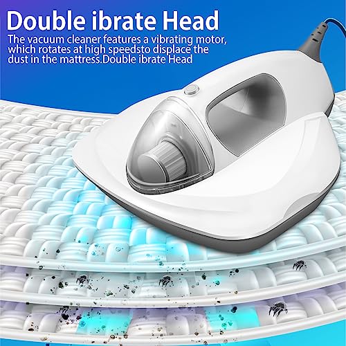 Jic tcaik Bed Vacuum Cleaner,12kpa Machine Household Strong Suction Handheld Mattress Vacuum Cleaner Steamer with Heat Uv Sanitizing Light,Clean Up for Pillows,Sheet,Couch, Blankets,(Corded)