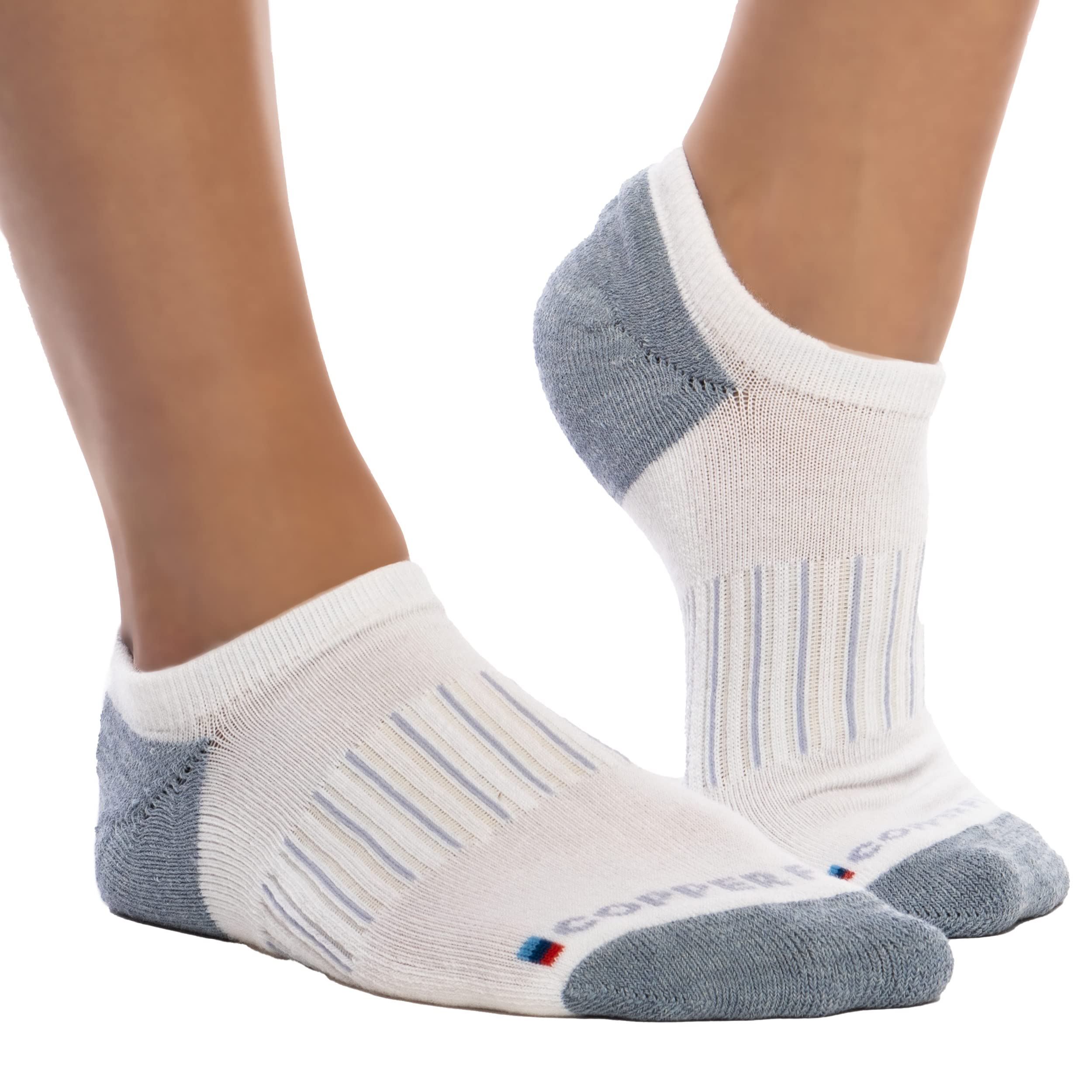 Copper Fit womens No Show Socks, Serenity Blue, Small-Medium US