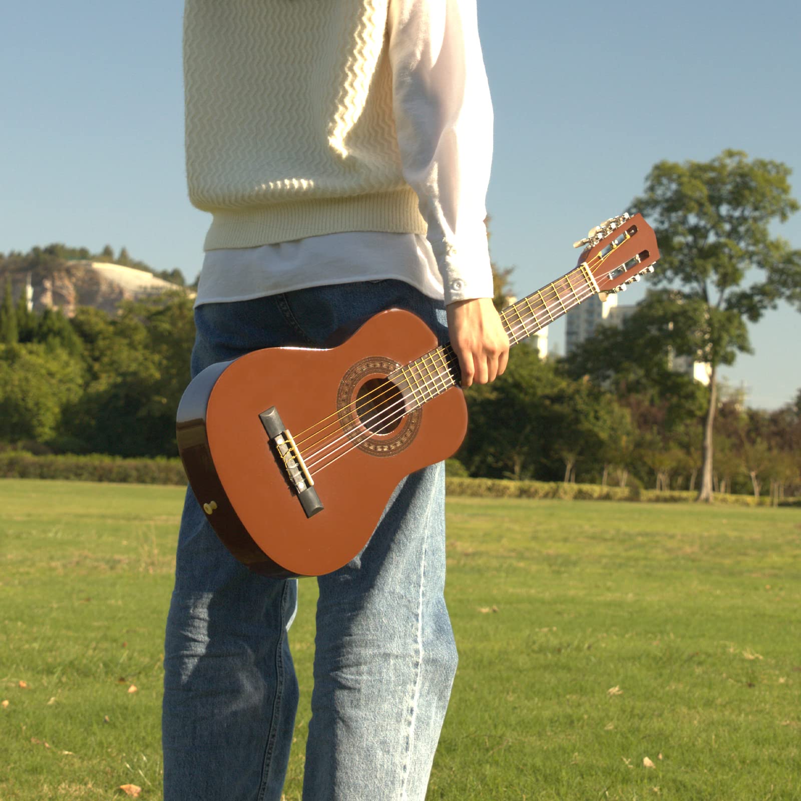 CNBLUE Acoustic Guitar Beginner Half-Size Natural Classical Guitar Mini Guitar 30 Inch Nylon Strings Wooden Guitar for Kid Boy Girl Student Youth Guitarra (Brown)