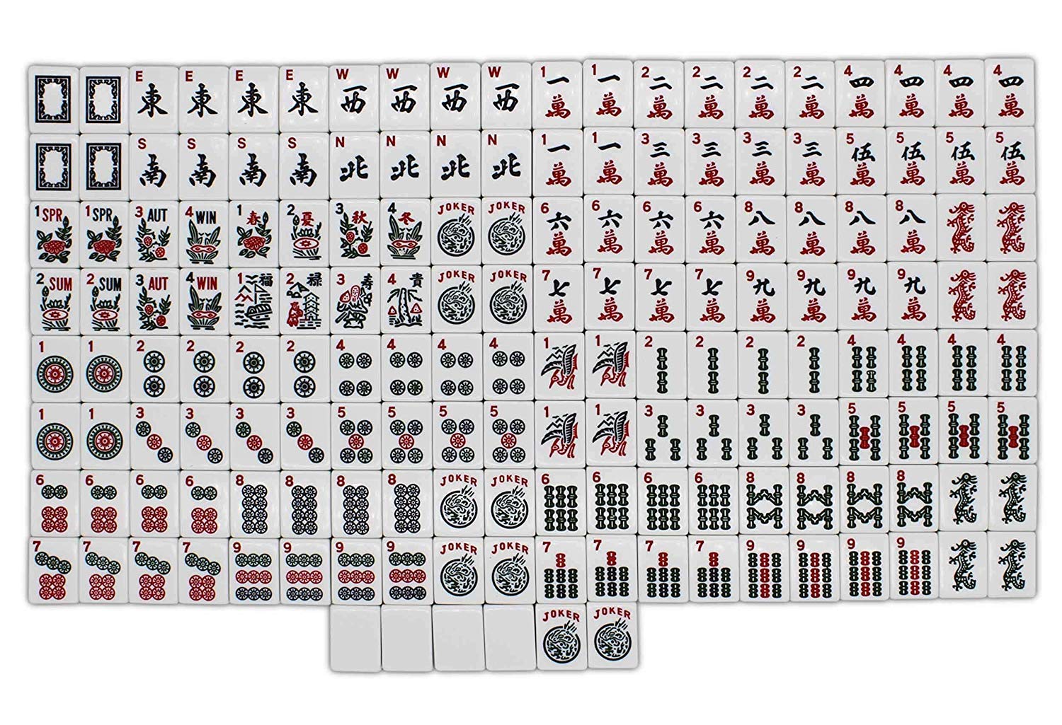 HNDTEK American Mahjong Set - Red Burgundy Soft Bag - 166 White Engraved Tiles, 4 All-in-One Rack/Pushers Western Mah Jongg Game Set
