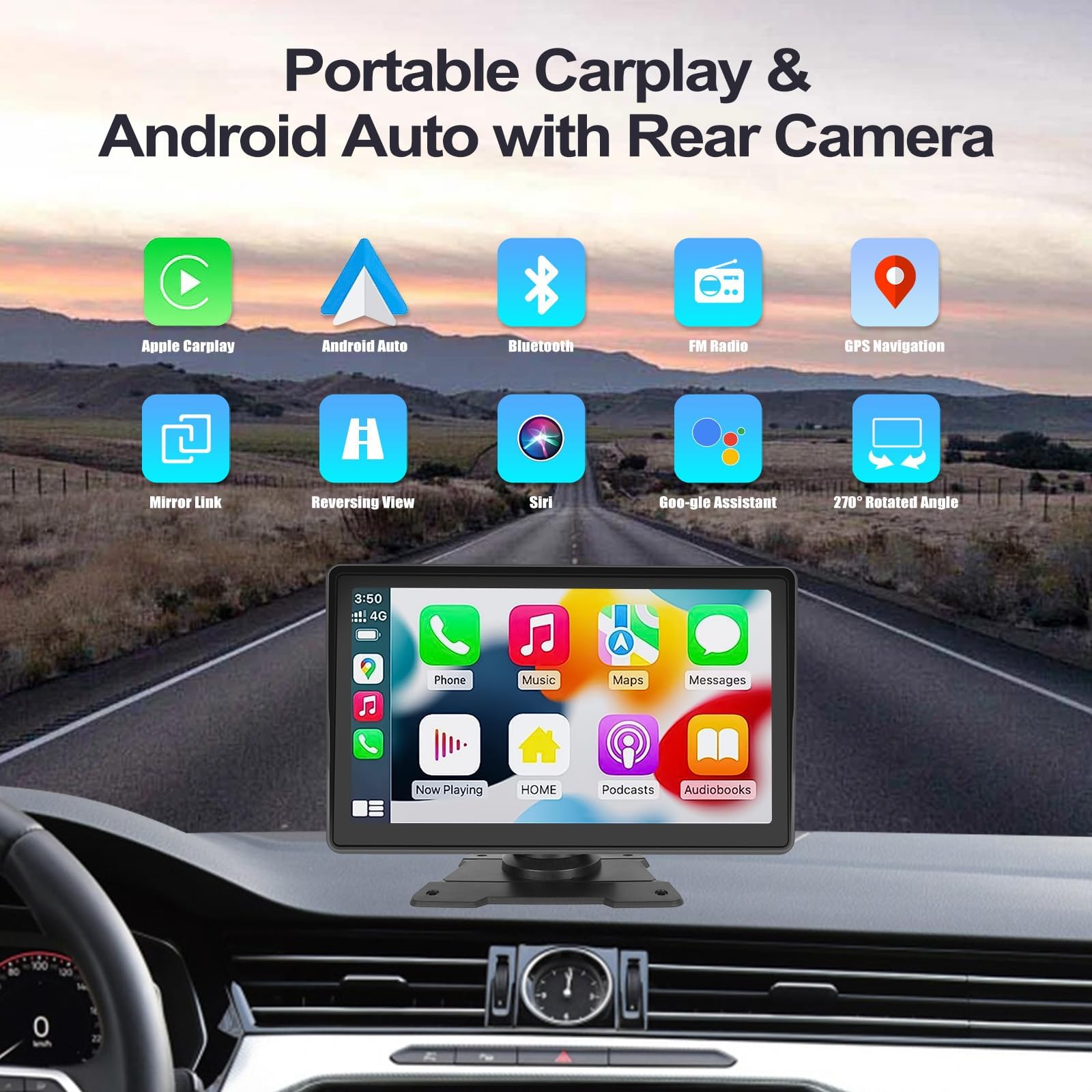 Camecho Wireless Carplay & Android Auto, 7 Inch Touchscreen Automatic Multimedia Player, Car Stereo with Mirror Link/Siri/Car Play GPS Navigation/FM/Bluetooth/Navigation Screen for All Vehicles
